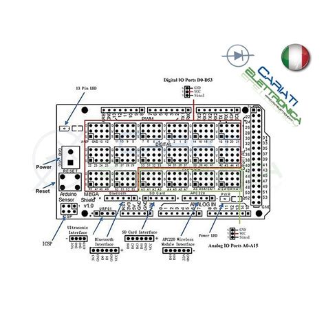 Scheda Espansione Sensori Sensor Shield Expansion Per Arduino Mega2560