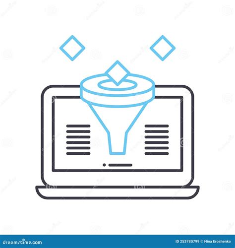 Data Filtration Line Icon Outline Symbol Vector Illustration Concept