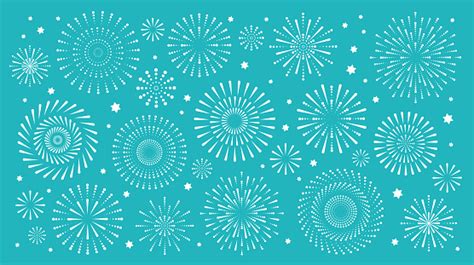 불꽃놀이와 색종이 조각이 있는 파란색 배경 파란색 배경에 고립된 개체입니다 벡터 일러스트 레이 션 포스터 배너 및 인사말 카드를 위한 디자인 요소 개체 그룹에 대한 스톡