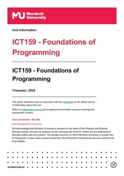 Ict159 Unit Information