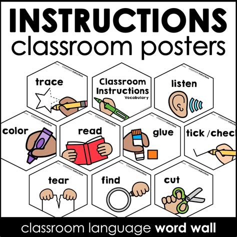 Classroom Instructions Posters Esl Vocabulary Word Wall Hot Chocolate