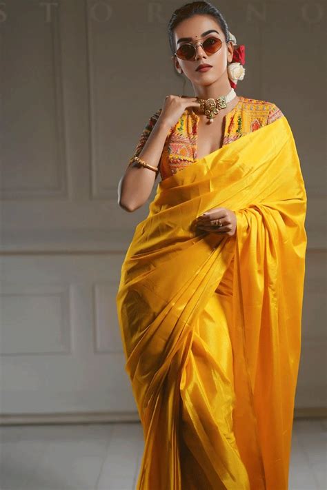 Embroidery Sequence Work Yellow Colour Saree For Pithi Rasam