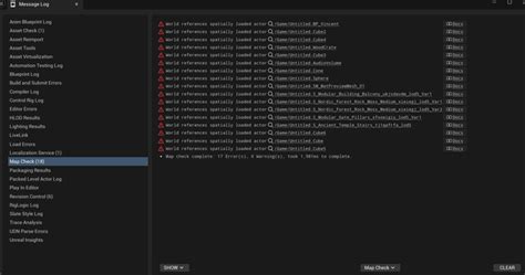 Unreal Engine 541 Map Check Errors World References Spatially