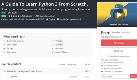 a guide to learn python 3 from scratch r udemyfreecourses