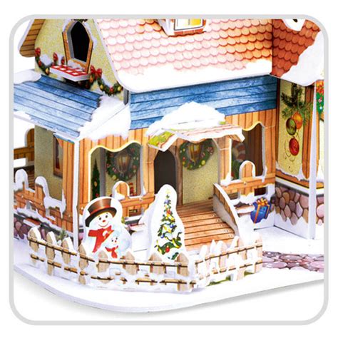 3d пазл Новорічний будиночок Пазл із картону для дітей та дорослих Новорічна прикраса під ялинку