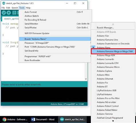 Figure 9 Arduino Board Selection