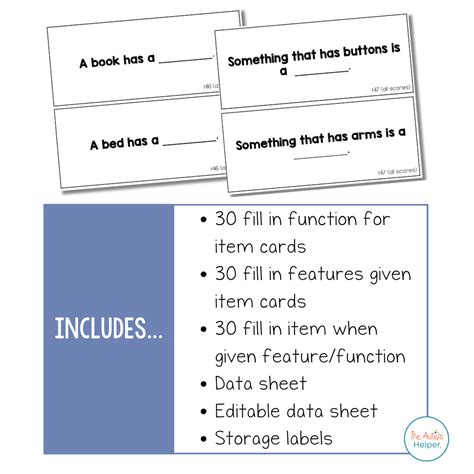 Fill In Feature Function And Class Task Cards [ablls R Aligned To H