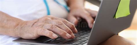 Hands Of Elderly Woman On Computer Keyboard Stock Image Image Of Mature Concept 281090525