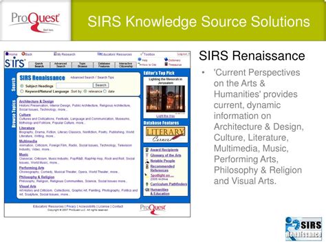 Ppt Sirs Knowledge Source Interface For Sirs Solutions Online