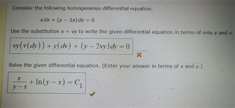 Solved Consider The Following Homogeneous Differential