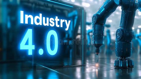 Robotic Arm In A Smart Factory Showing Industry 4 0 Concept Stock Illustration Illustration Of