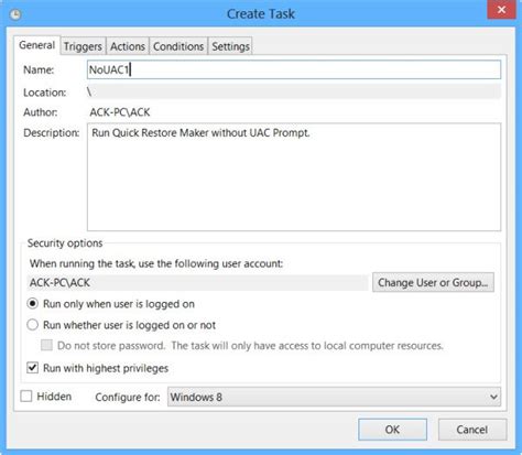 Create Elevated Shortcut To Run Program Bypass Uac Prompt