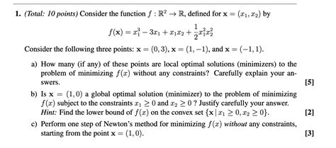 solved consider the function f r2→r defined for x x1 x2