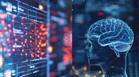 Foto De Futuristic Visualization Of A Human Brain With Digital Network Overlay Depicting