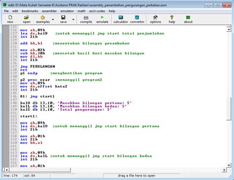 Pemrograman Bahasa Assembler Menggunakan