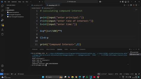 Task 5 Python Program On Simple Interest And Compound Interest Yuva