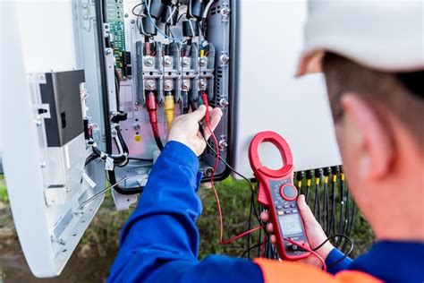 Premium Photo The Inspector Checks The Actual Output Voltage Level Of Inverter