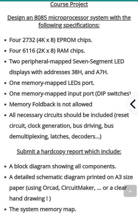 Solved Course Project Design An 8085 Microprocessor System