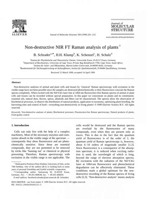 Pdf Non Destructive Nir Ft Raman Analysis Of Plants Dokumentips