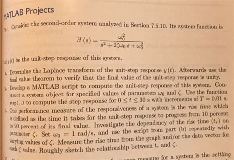 Solved Matlab Projects S Consider The 0 E Second Order