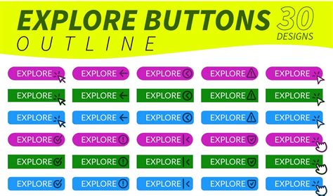 Premium Vector Complete Set Of Explore Buttons With Hand Pointer Arrow Pointer And Other