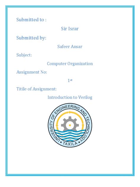 Introduction To Verilog Assignments Pdf Hardware Description
