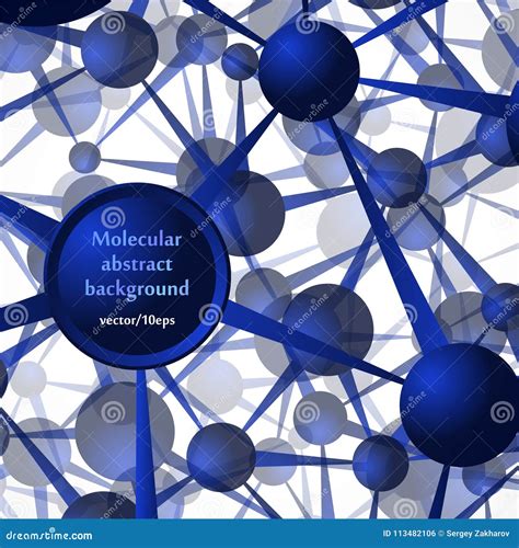 The Molecular Structure The Atoms Abstract Background In Blue Tones Stock Vector
