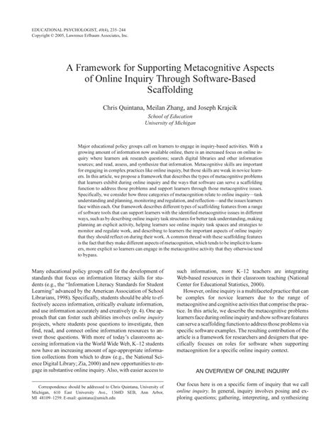 Pdf A Framework For Supporting Metacognitive Aspects Of Online