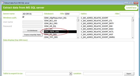 LeanData Extraction From MS SQL Server Lean Data