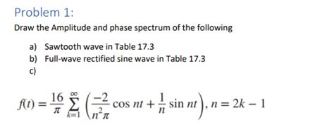 Problem 1 Draw The Amplitude And Phase Spectrum Of