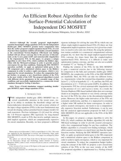 an efficient robust algorithm for the surface potential silvaco