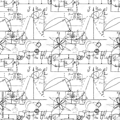 Mathematical Seamless Texture With Handwritten Math Algebra And