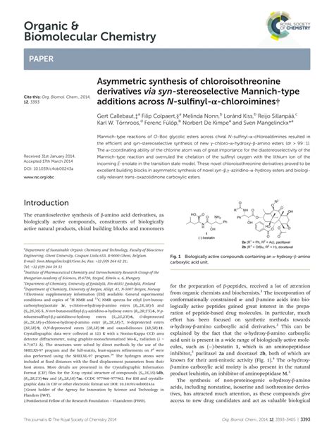 Pdf Cheminform Abstract Asymmetric Synthesis Of Chloroisothreonine