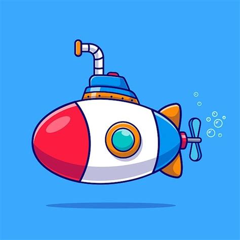 潜水艇卡通插画矢量图设计素材