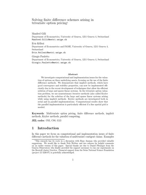 Solving Finite Difference Schemes Pdf System Of Linear Equations Partial Differential Equation