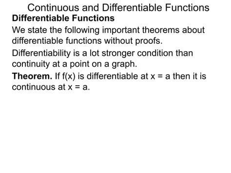4 5 Continuous Functions And Differentiable Functions Pptx