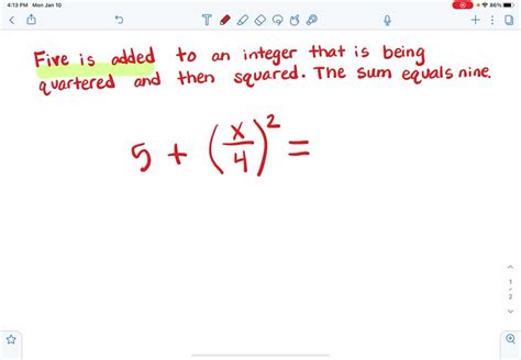 solved five is added to an integer that is being quartered and then