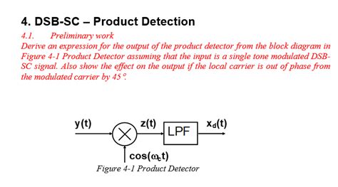 Solved DSB SC Product Detection Preliminary Work Chegg Com