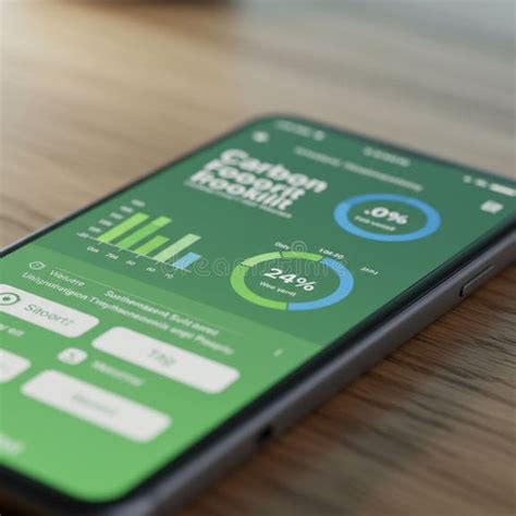 Smartphone Displaying A Carbon Footprint Toolkit App The Screen Features Graphs Stock