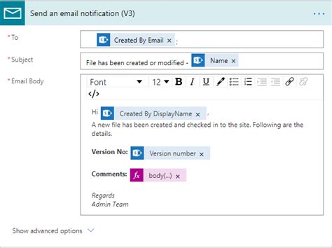 Power Automate Microsoft Flow Sending Email With Version Details When A Document Is Created