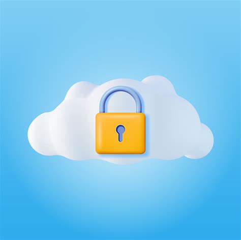 3d White Cloud With Locked Padlock Render Cloud With Pad Lock Icon Concept Of Cloud Data