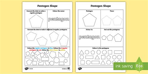 Pentagon Shapes Worksheets