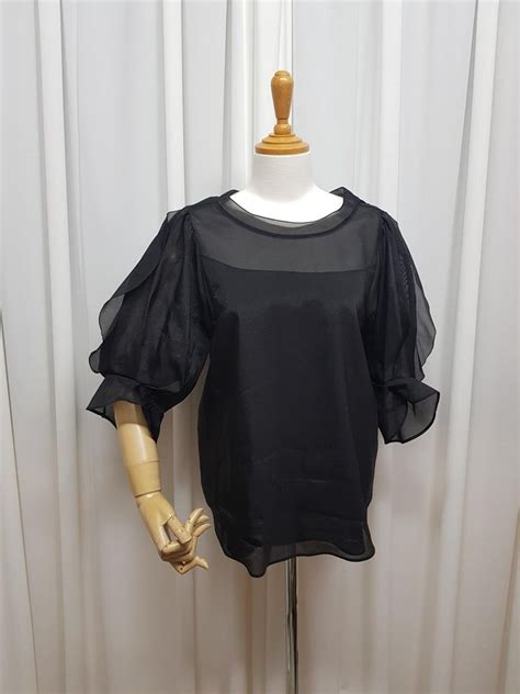 시스루반팔 블라우스 헬로마켓