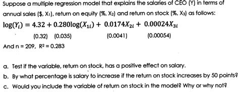 Solved Suppose A Multiple Regression Model That Explains The