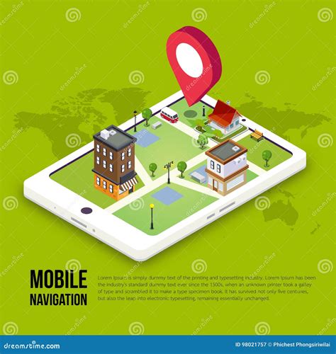 3d Isometric Mobile Gps Navigation Concept Stock Illustration Illustration Of Guide Modern