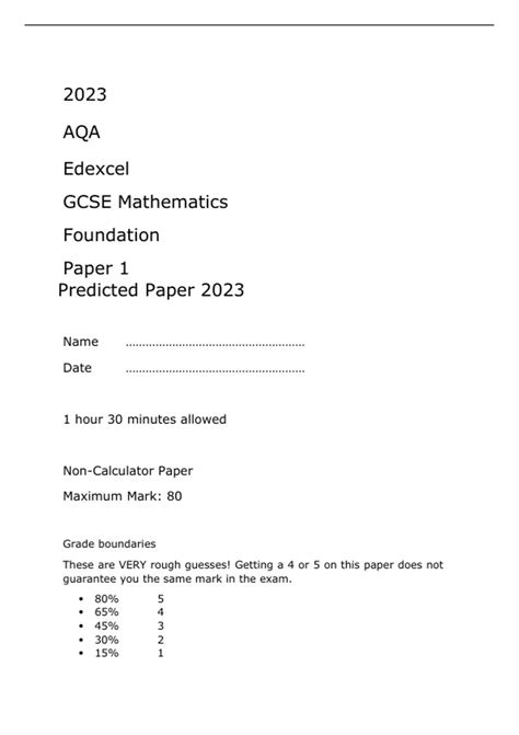 AQA EDEXCEL GCSE MATHEMATICS FOUNDATION TIER PAPER AND FINAL QUESTIONS PAPERS AND MARK