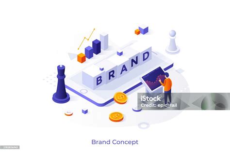 제어 패널에 서 있는 남자와 거대한 스마트폰에 글자가 있는 큐브가 있는 개념적 템플릿입니다 전략적 브랜드 관리 브랜딩을 위한 장면 웹 사이트에 대 한 현대 Isometric