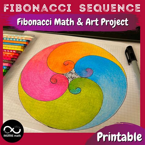 Fibonacci Math And Art Project Fibonacci Sequence Spiral Rectangle Golden Ratio