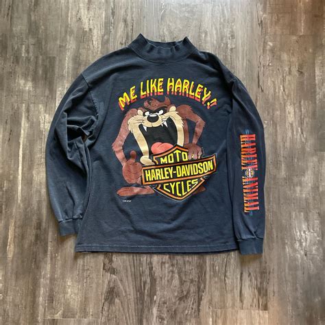 Harley Davidson Mens Navy And Black T Shirt Depop
