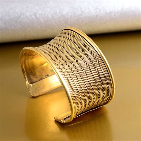Wide Gold Cuff Bracelet Bold Bangle Chunky Gold Cuff Wrapped